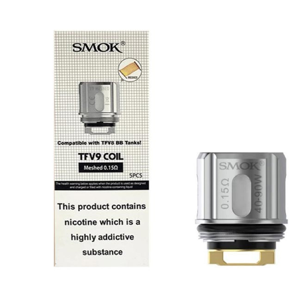 SMOK TFV9 Meshed 0.15 Ohm Coils - Superior Vapour Production & Intense ...
