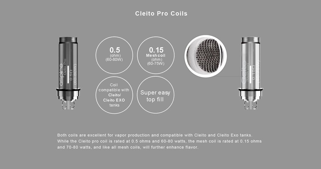 Aspire Cleito Pro Mesh Coils 0.15Ω (pack 5) – eJuicey & Wholesale Coils